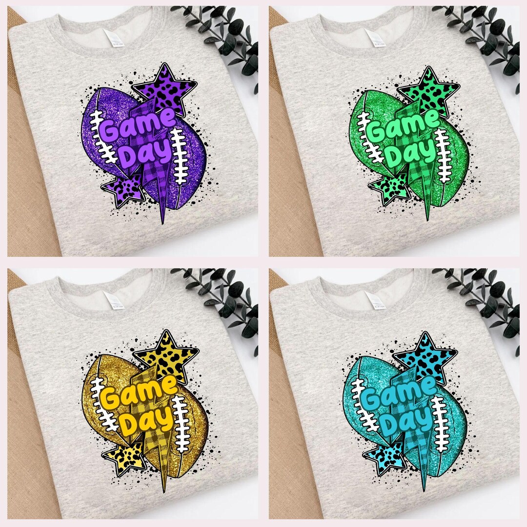 Football Game Day PNG Set: Leopard, Checker, Star - Shirt Design ...