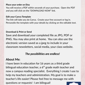 Meet the Teacher Template | Editable Back to School PDF | Printable ...