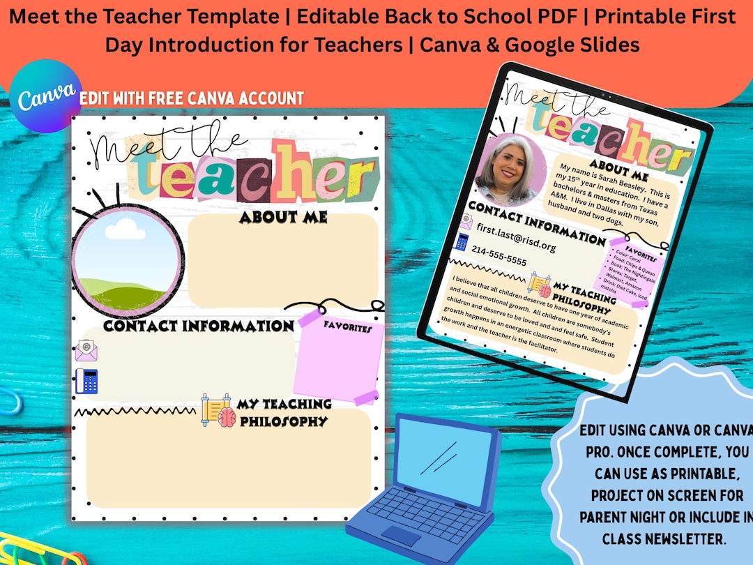 Meet the Teacher Template | Editable Back to School PDF | Printable ...
