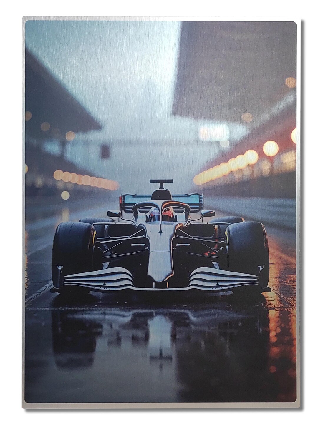 Formula 1 Poster on Dibond - Racing Car on a Wet Track | Motorsport Art ...
