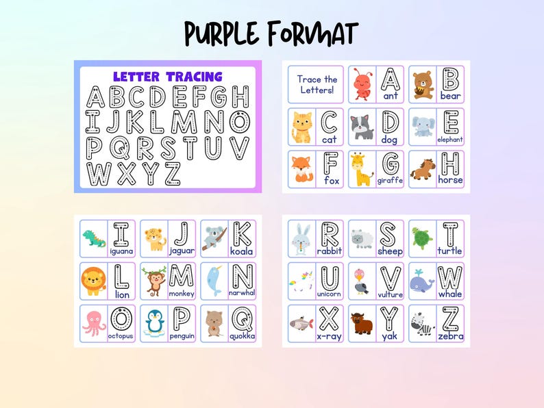 Animal Alphabet Tracing Mat: Preschool Printable (digital Download) - Etsy