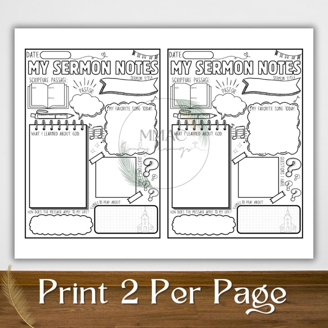 Printable Sermon Notes for Kids: Faith-based Church Worksheets (PDF ...
