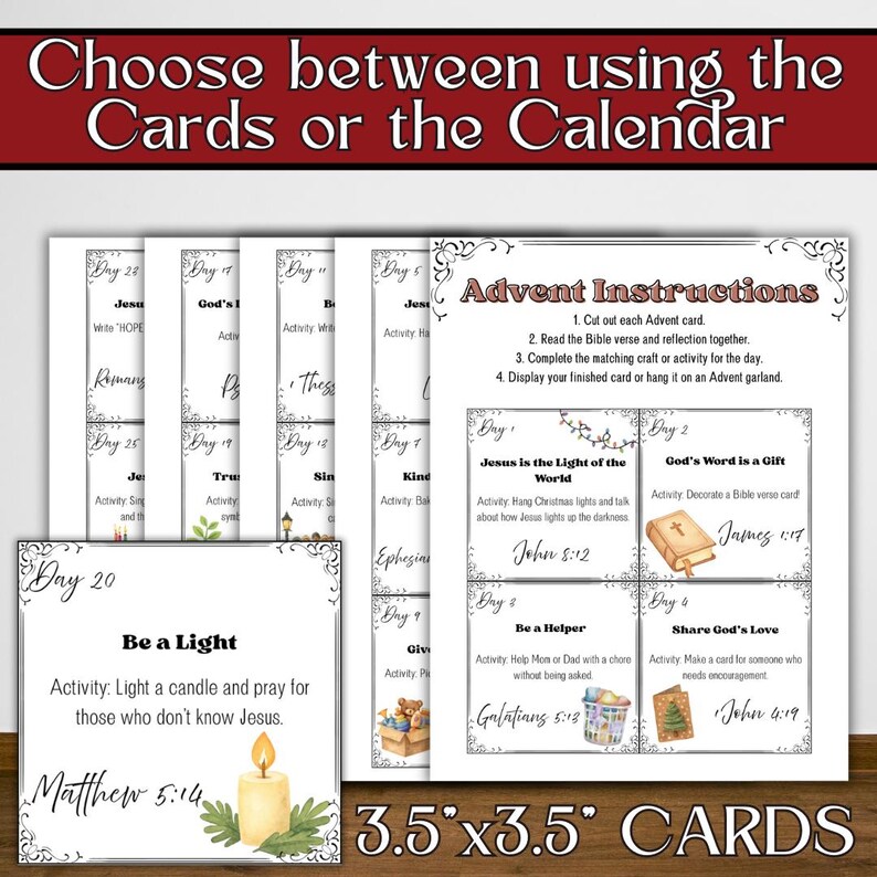 25 Days Christian Advent Cards for Kids | Printable Scripture Countdown ...