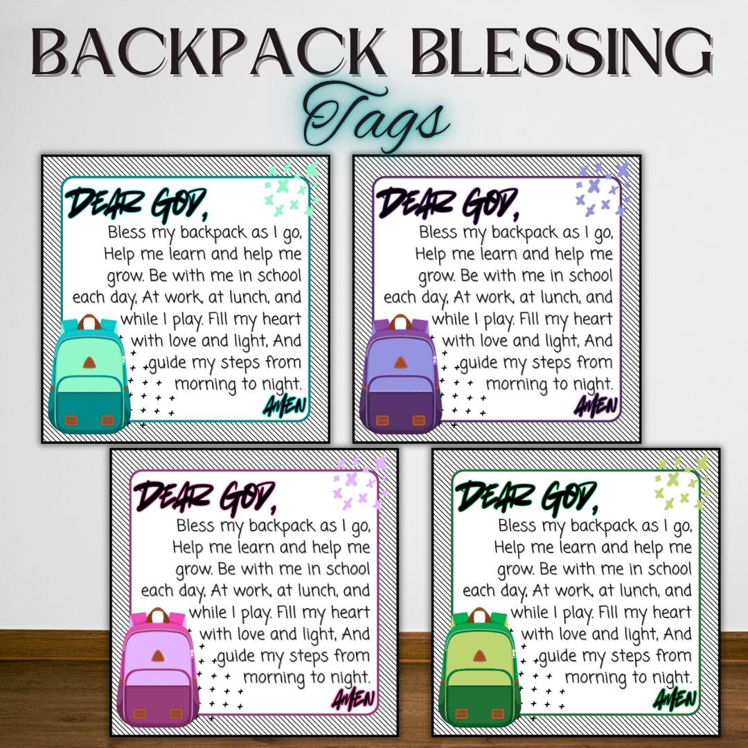 Backpack Blessing Kit: Prayer Gift Tags for Students (digital Download) - Etsy