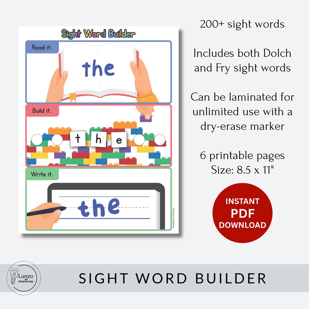 Sight Word Builder Worksheet Printable | Homeschool Learning ...
