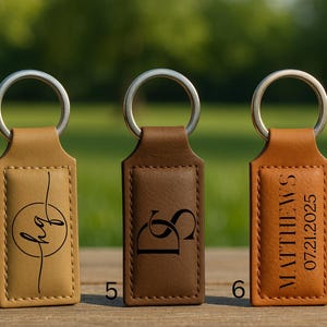 Laser Engraved Leatherette Keychain, Custom Logo, Personalized Gift - Etsy