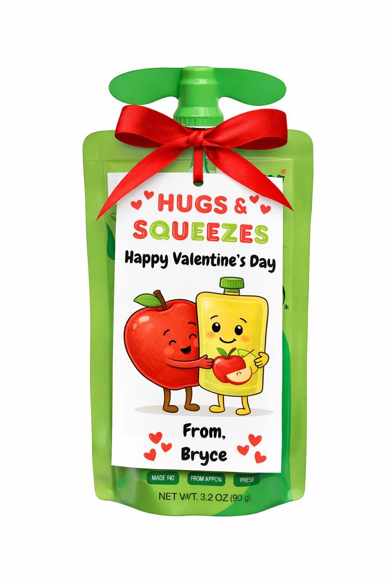 Hugs & Squeezes Applesauce Valentine | Printable Classroom Card - Etsy