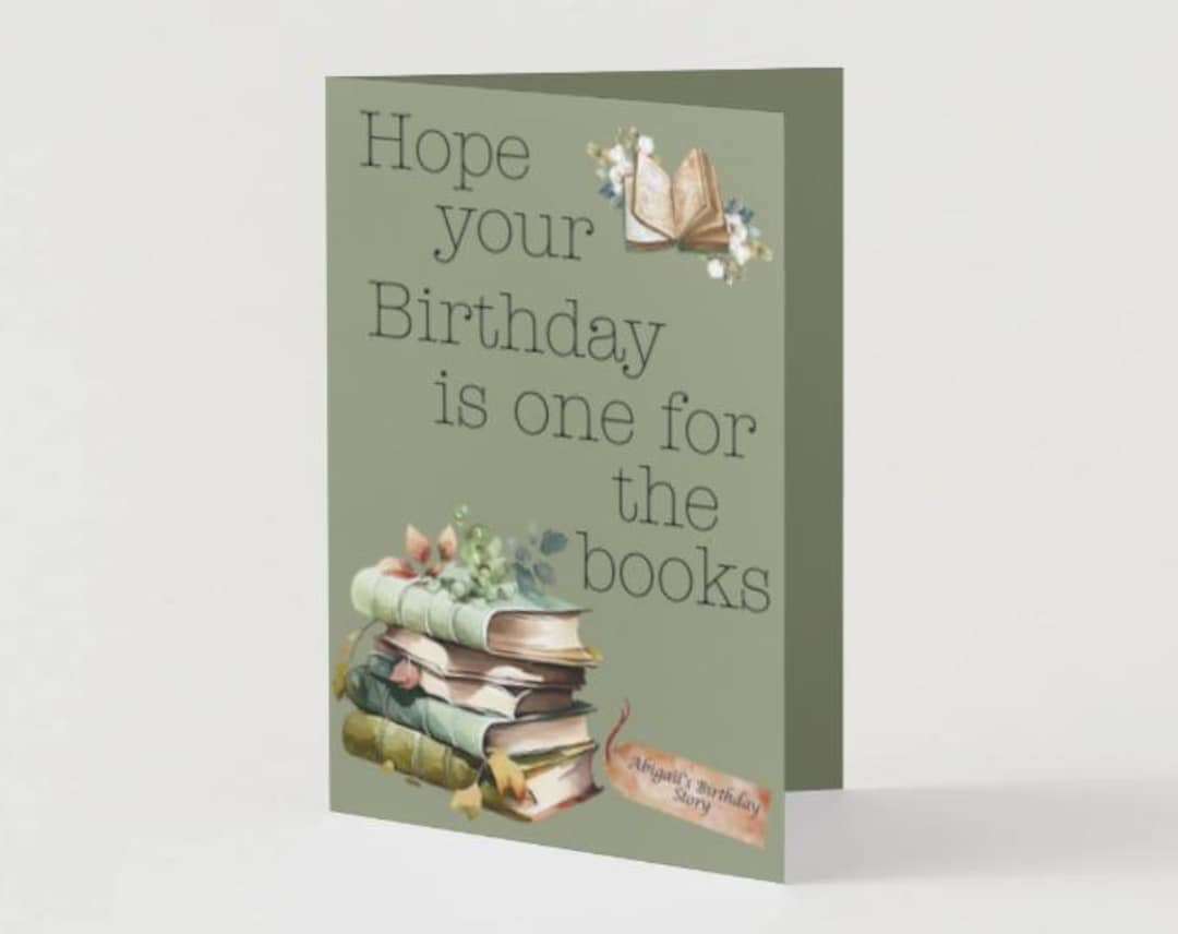 Literary Birthday Card: Watercolor Books - Customizable (digital ...
