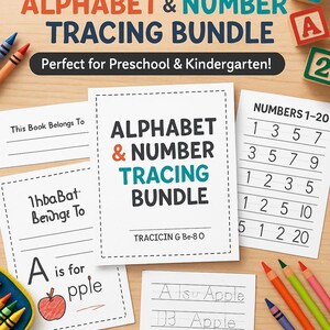 Printable Tracing Book for Kids – Alphabet and Numbers 1-20 + Canva ...