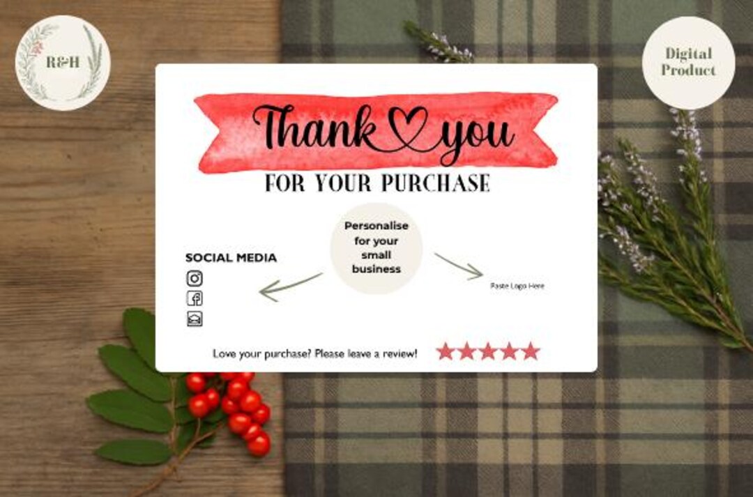 Editable Thank You Card for Small Business – Red Banner Template ...
