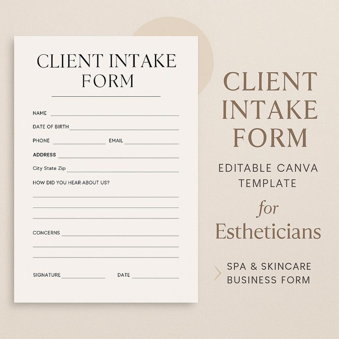 Client Intake Form – Editable Canva Template for Estheticians | Spa ...