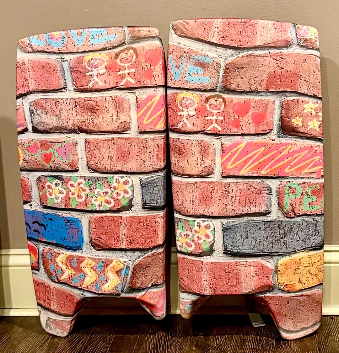 Chalk Art Brick Wall Smooth Spandex Indoor Goalie Sliders Slicks Leg ...