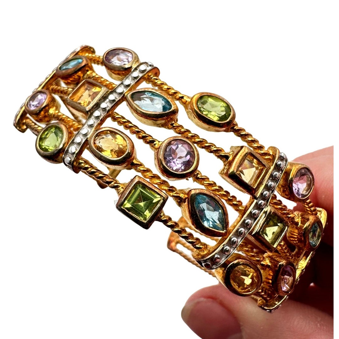Chuck Clemency Womans Bracelet Multi Gemstone Gold Over Sterling Silver ...