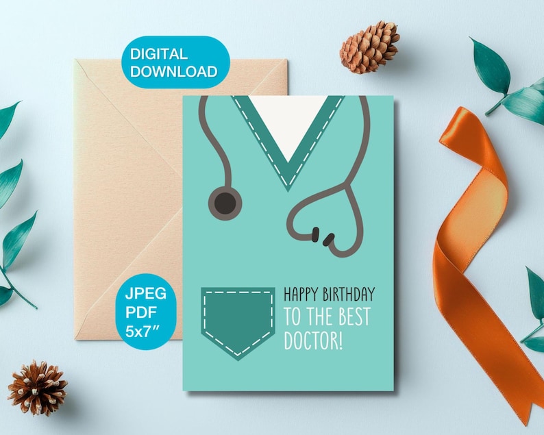 Doctor Birthday Card – Printable 5x7" Greeting – Digital Download for ...