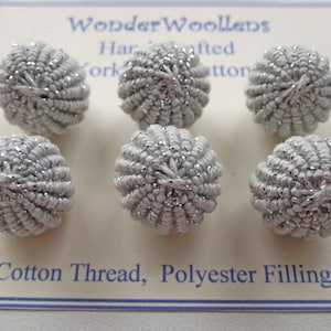 Yorkshire Thread Buttons, Set of 6, Handmade, Silver, Shiny ...