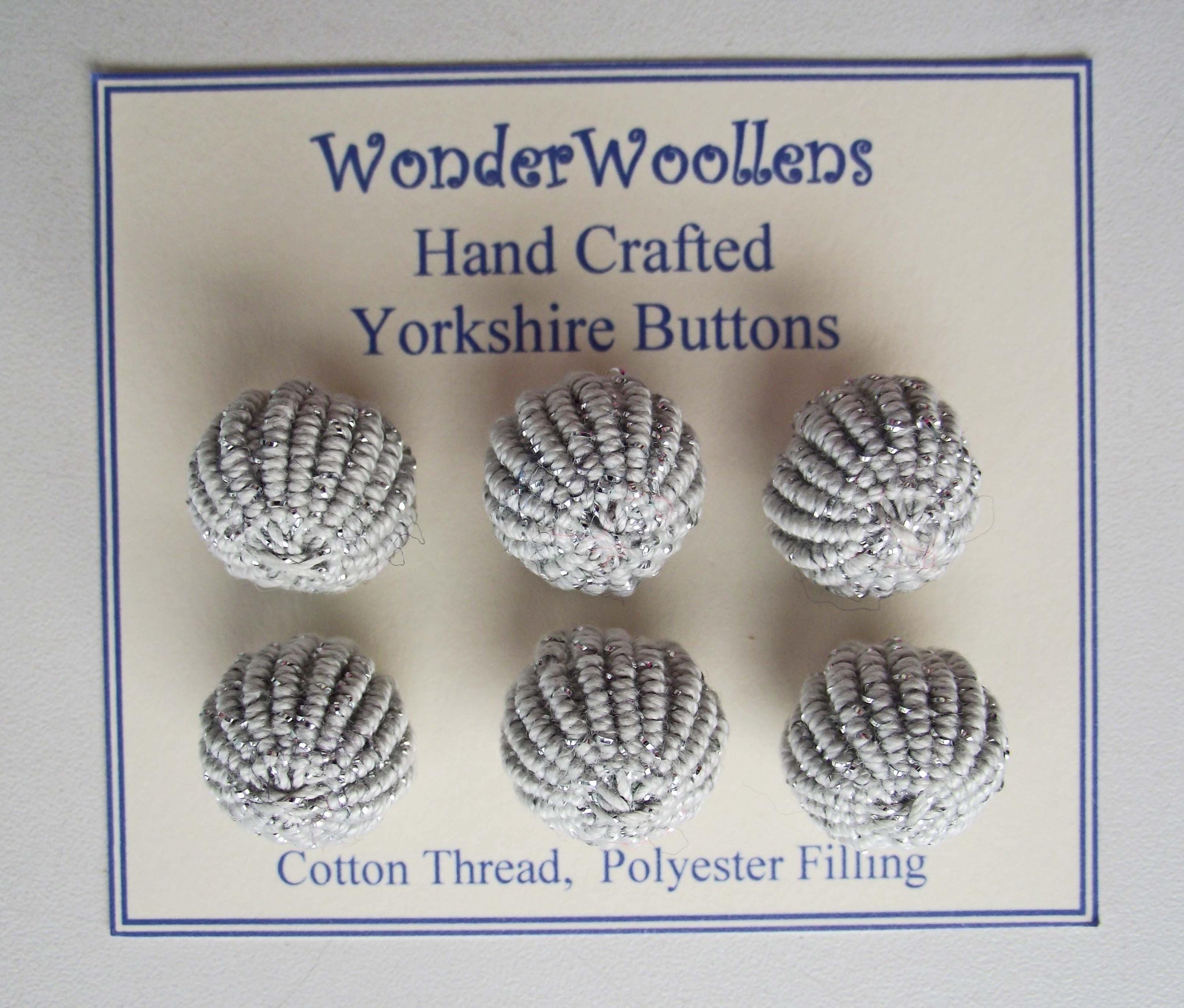 Yorkshire Thread Buttons, Set of 6, Handmade, Silver, Shiny ...