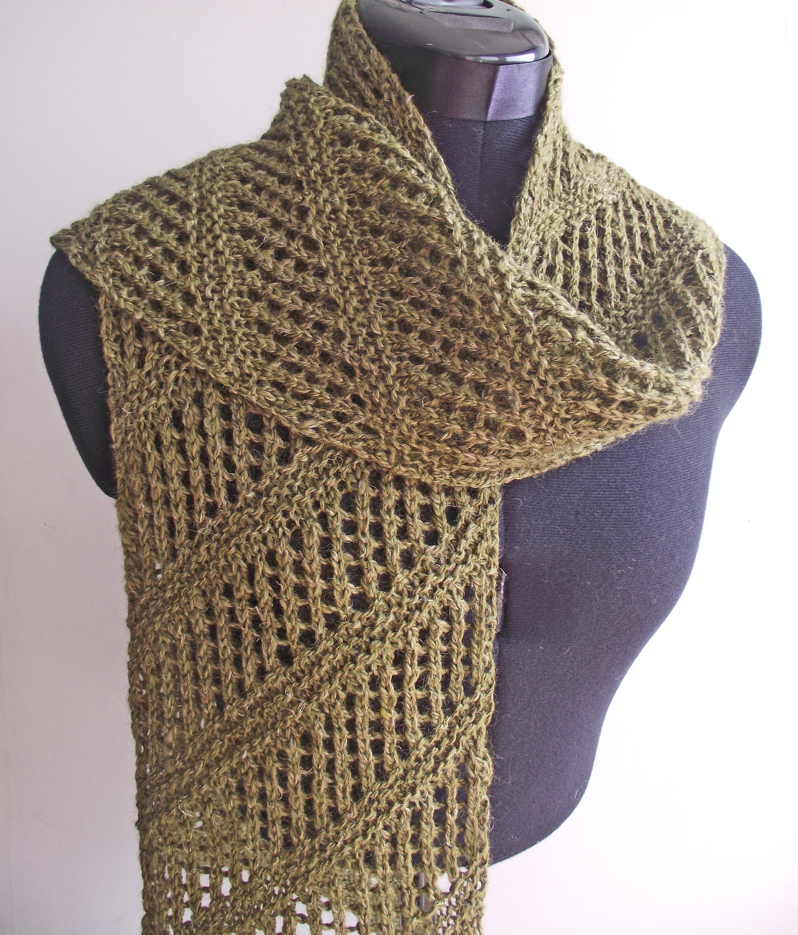 Knitting Pattern for Lacy Diagonal Scarf, Digital PDF Download, PATTERN ...