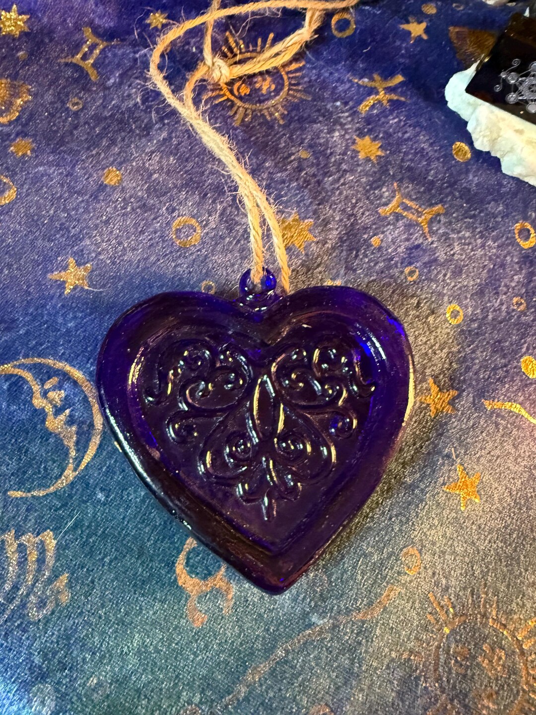 Vintage Cobalt Blue Heart Suncatcher or Tree Decoration. - Etsy