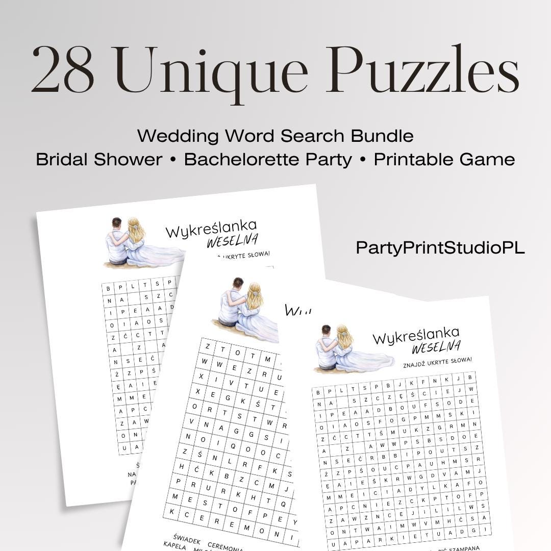 28 Wedding Word Search Puzzles Bundle | Bridal Shower Games ...