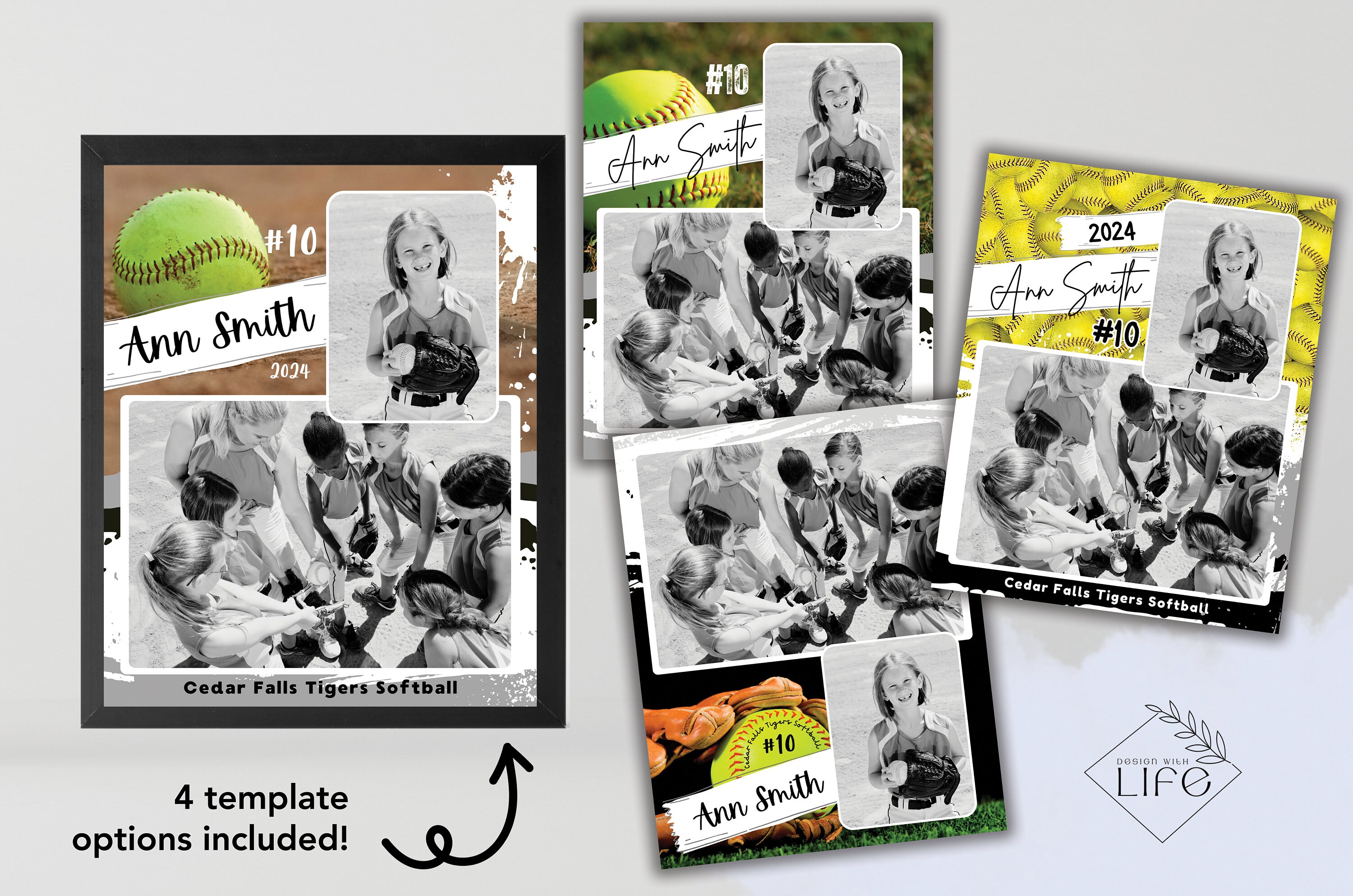 FOUR Softball Memory Mate Templates for canva Beautiful Template to ...