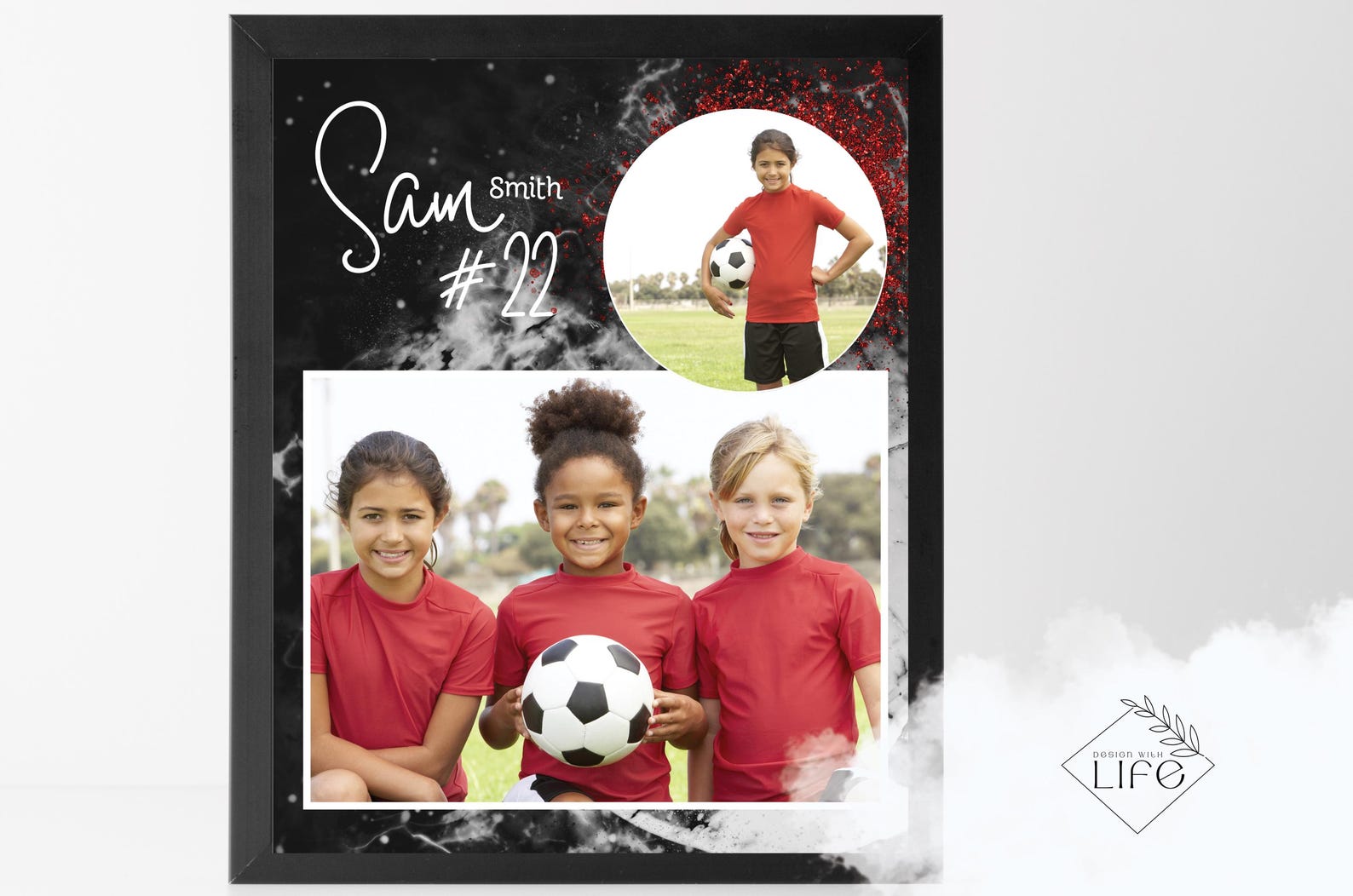 Soccer Memory Mate Template: Red Glitter Sports Photo (canva Pro) - Etsy