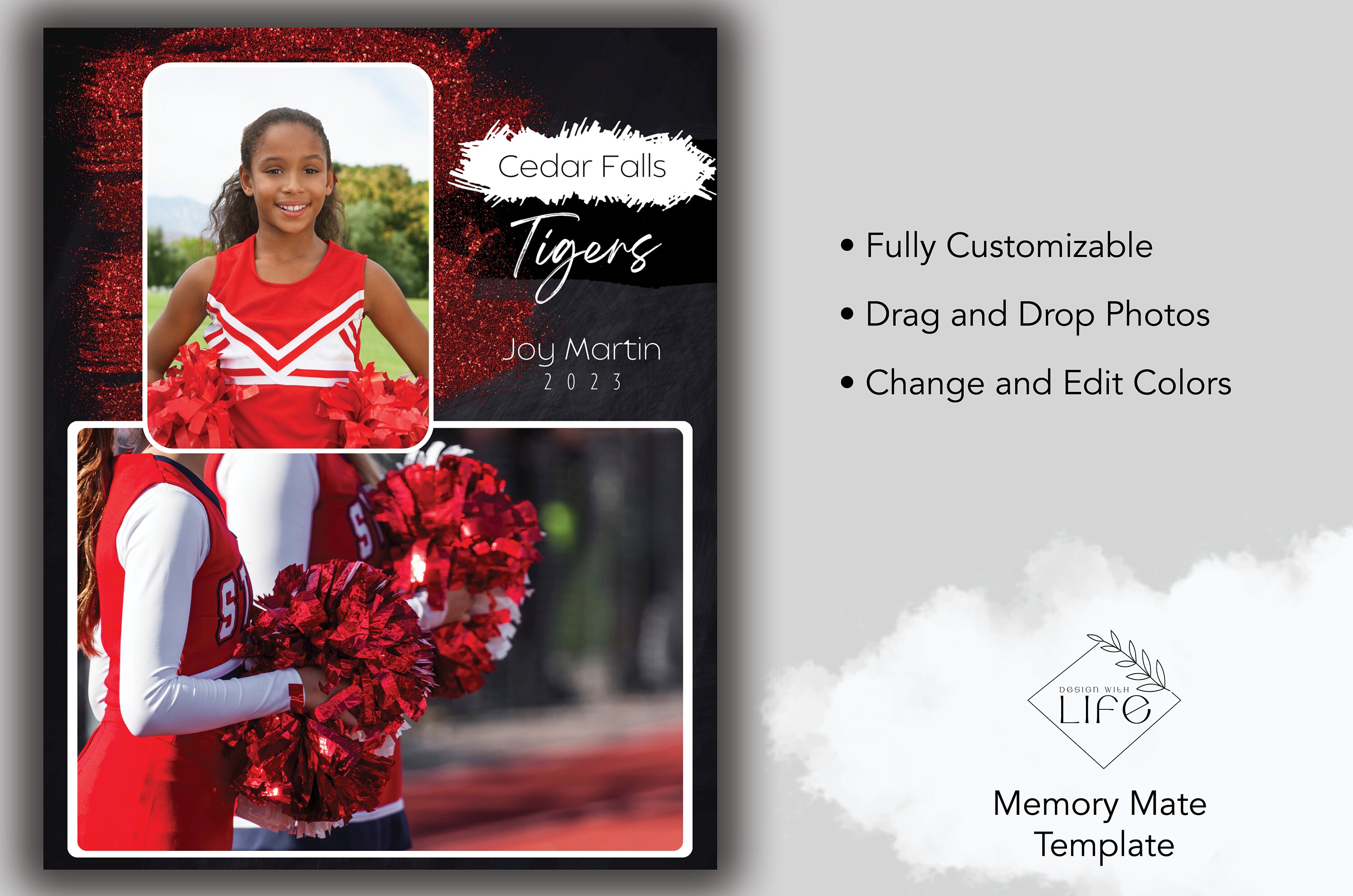 Memory Mate Template for Canva - Beautiful Red and Black Template to ...
