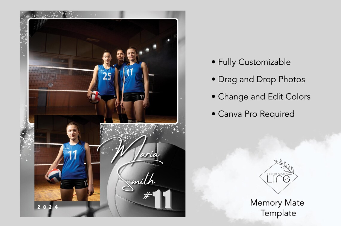 Volleyball Memory Mate Template: Canva Pro Team Photo Collage (digital ...