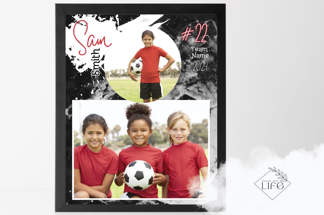 Soccer Memory Mate Template: Red Glitter Sports Photo (canva Pro) - Etsy