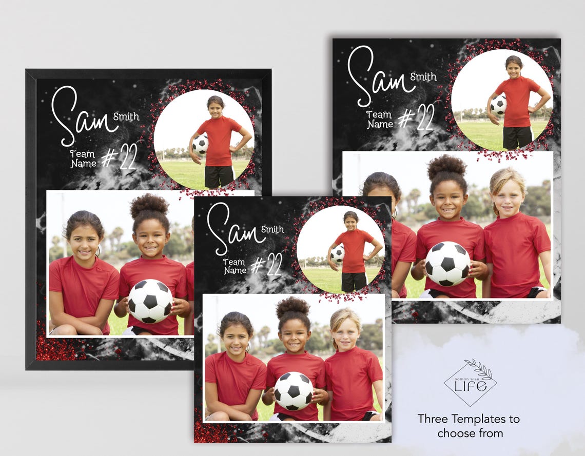 Soccer Memory Mate Template: Red Glitter Sports Photo (canva Pro) - Etsy