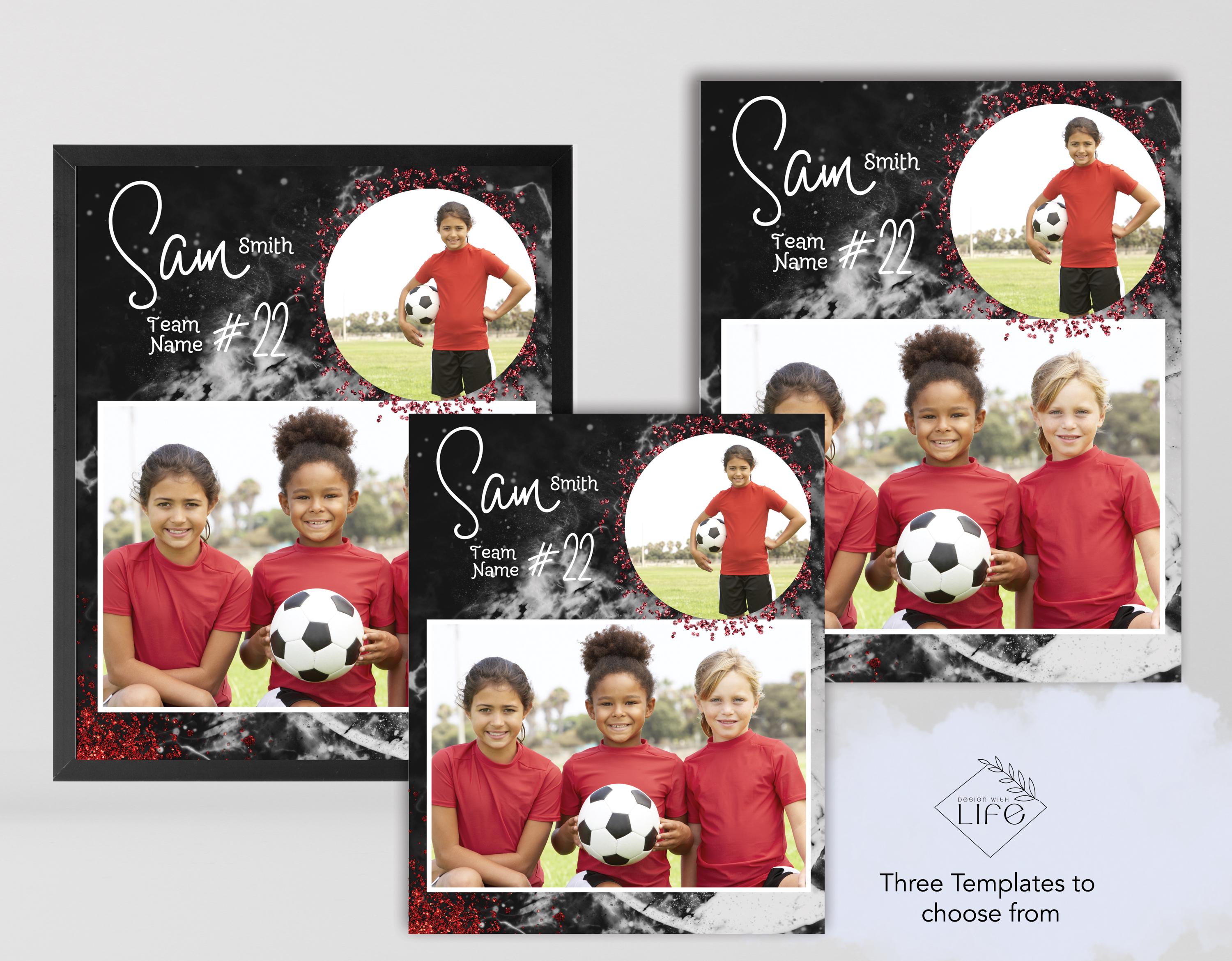 Soccer Memory Mate Template: Red Glitter Sports Photo (canva Pro) - Etsy