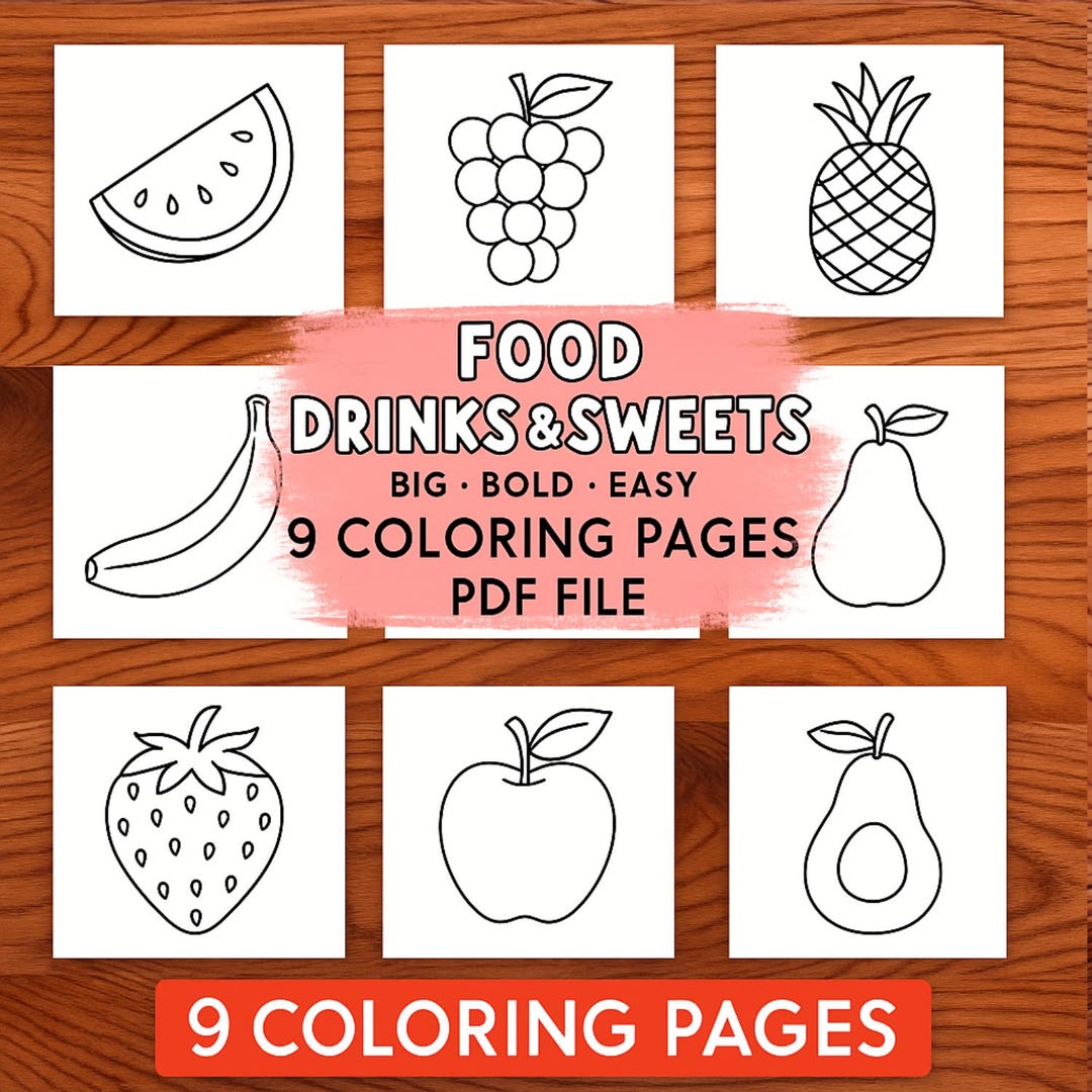 Fruit Coloring Pages for Kids - 9 Printable Fruit Line Art Sheets ...