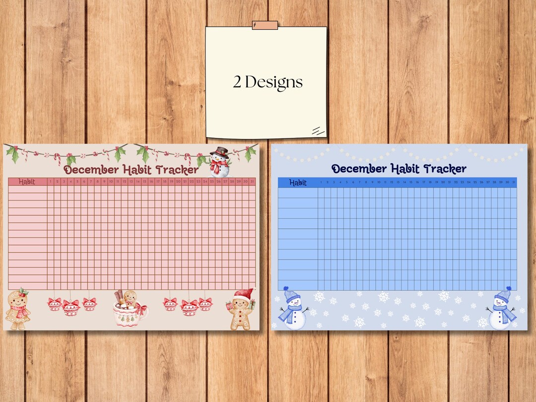 Holiday Habit Tracker Bundle, Gingerbread and Snowman, Sugar and Spice ...