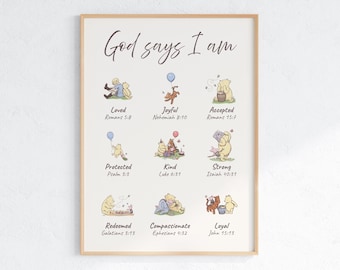 Winnie the Pooh Nursery Decor: God Says I Am Printable (digital) - Etsy