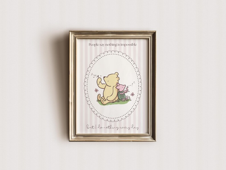 Classic Winnie the Pooh Nursery Wall Art Set, Vintage Storybook Quote ...