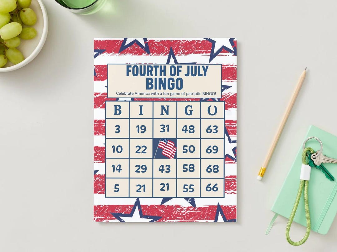 Fourth of July Bingo Game | Printable 4th of July Party Game | USA ...