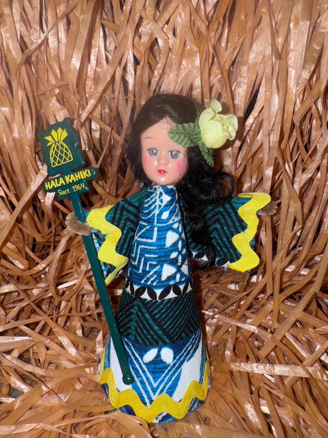 Tiki Bar Doll With Hala Kahiki Stirrer, Vintage Art Doll Ornament - Etsy