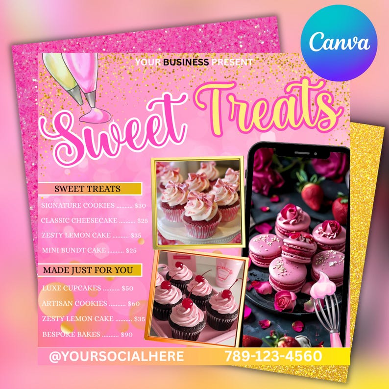 Bakery Flyer, Sweet Treats Flyer, Bake Sale Flyer, Dessert Flyer, Bake ...