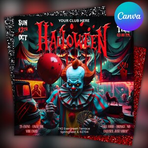 Spooky Halloween Party Flyer: Editable Canva Template (digital Download ...
