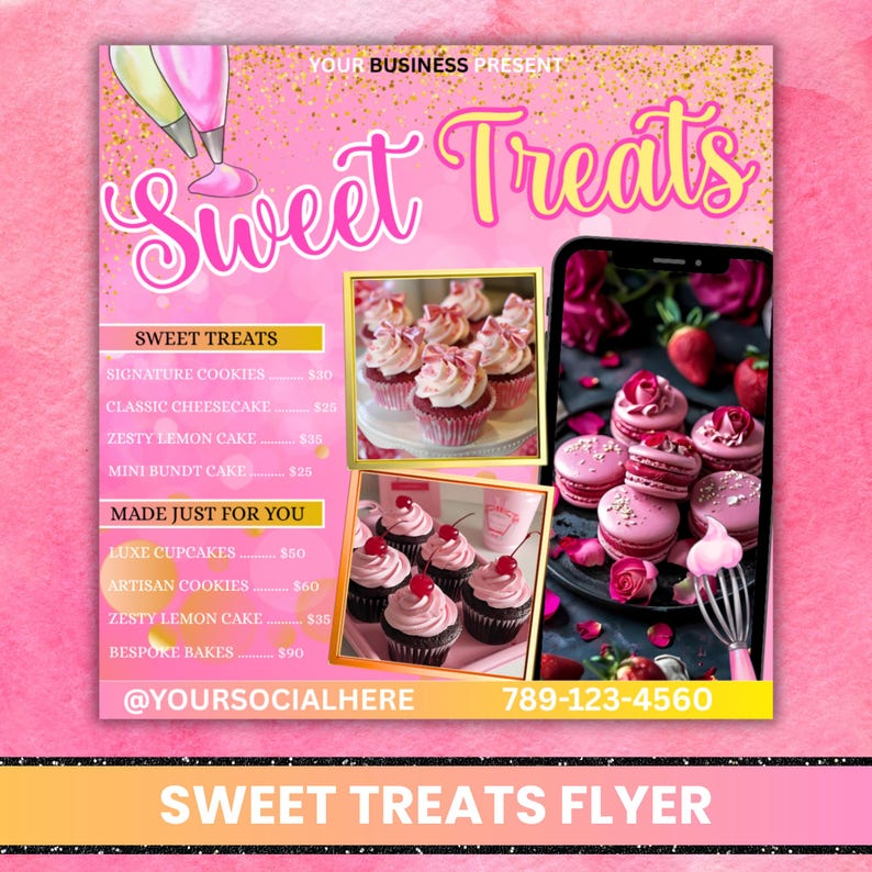 Bakery Flyer, Sweet Treats Flyer, Bake Sale Flyer, Dessert Flyer, Bake ...