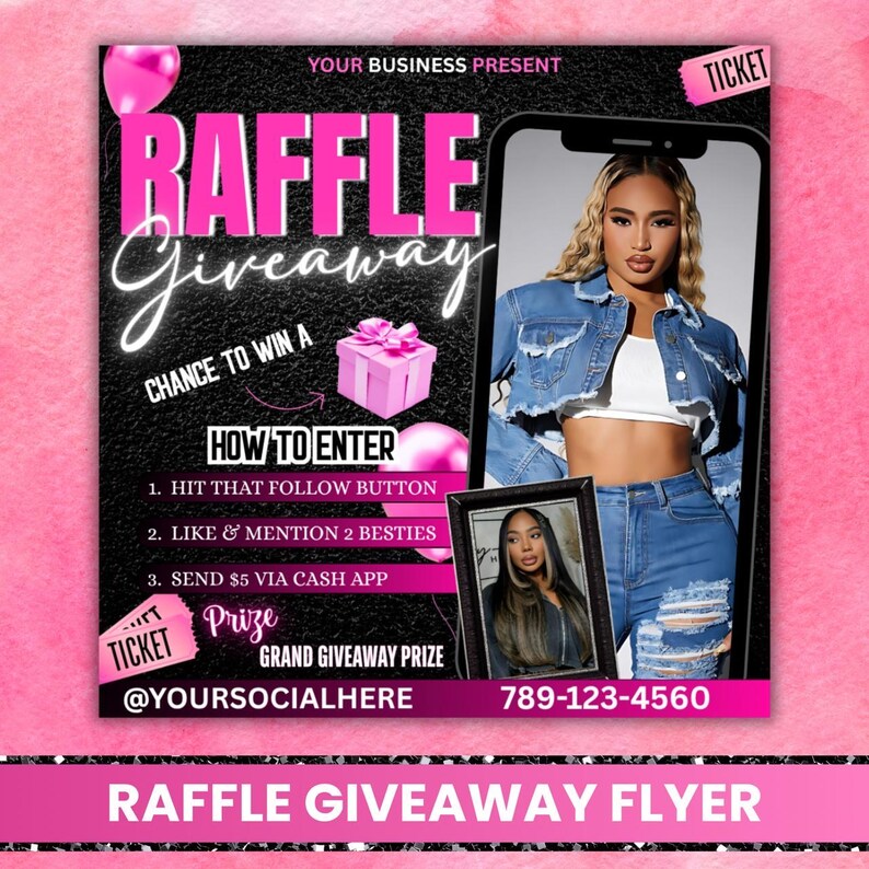 Raffle Giveaway Flyer: Beauty Salon Template (canva Editable, Digital ...
