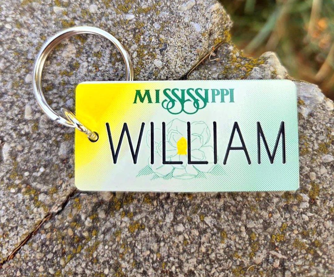 Personalized Mississippi License Plate Engraved Keychain, Key Ring, Key ...