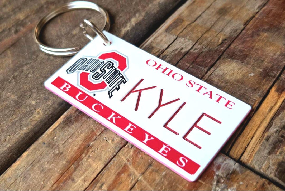 Personalized Ohio State BUCKEYES Engraved Keychain, Key Ring, Key Tag ...