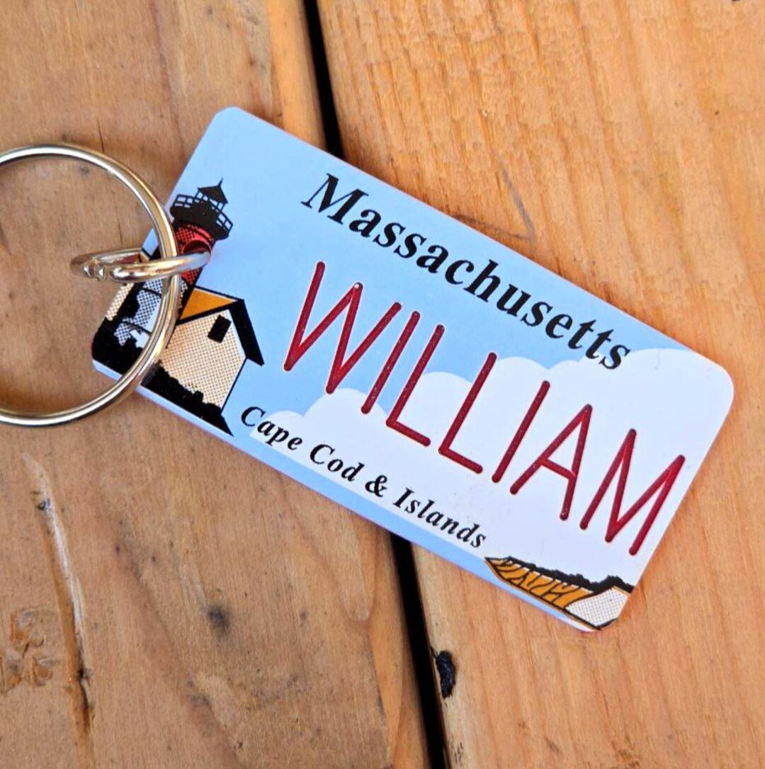 Personalized Massachusetts License Plate Keychain, Custom Engraved Key ...