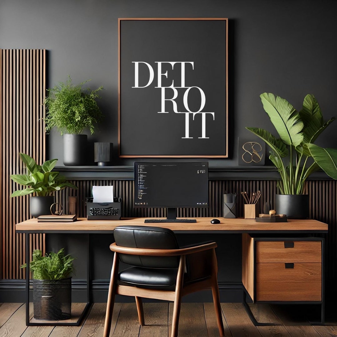 Detroit Michigan Modern Wall Art Print, Typography Art, Contemporary ...