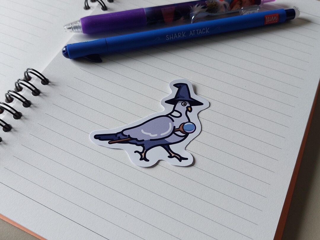 Wizard Pigeon Sticker: Grey Pigeon Dove Fantasy RPG - Etsy