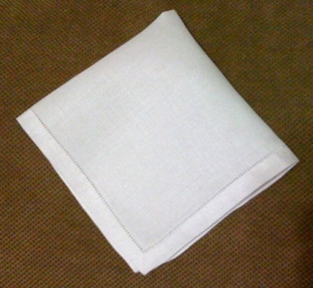 100% Linen, Hemstitched White Handkerchief, Wedding Gift, Monogram ...