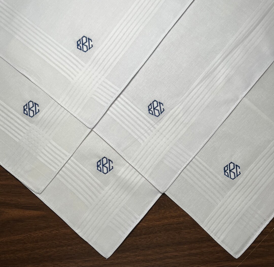 5 Men's Handkerchiefs, Free Monogram - Etsy