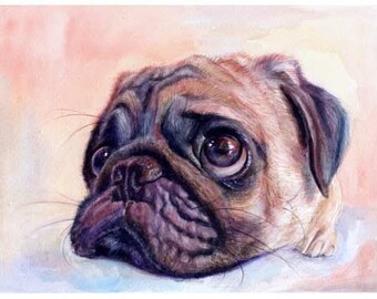 Pug Watercolor | Etsy