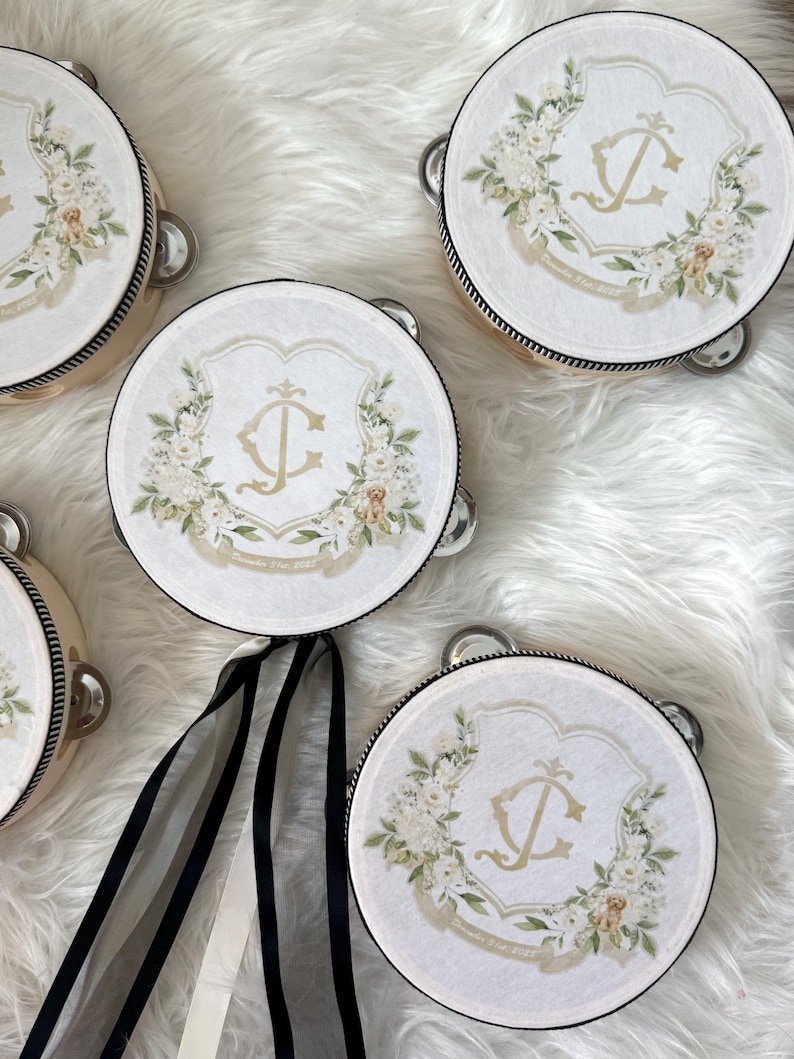 Personalized Tambourine Wedding Favor | Custom Logo, Text, or Design ...