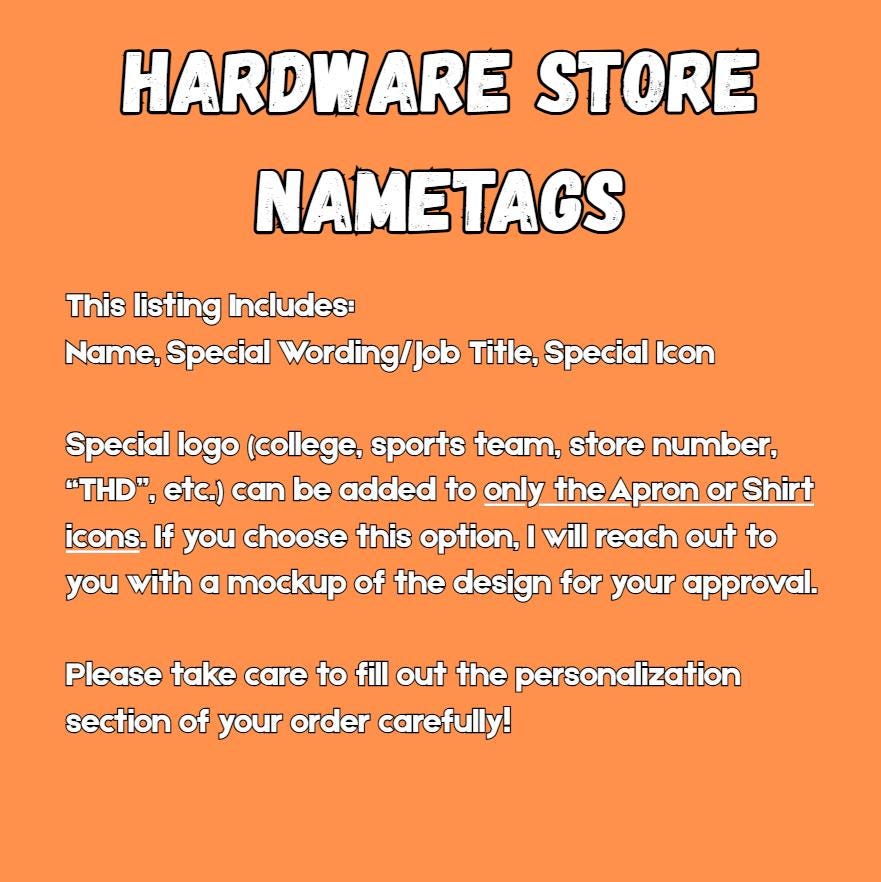 THD Store Name Tags, Name + Role + Icon - Etsy